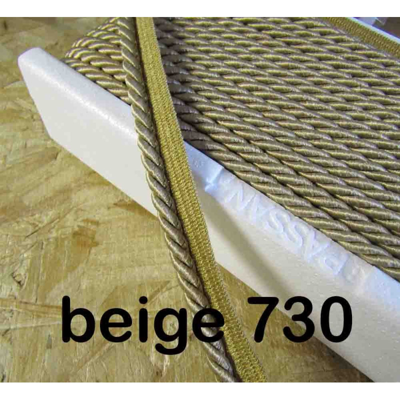 Twisted flanged rope piping cord 7mm - beige