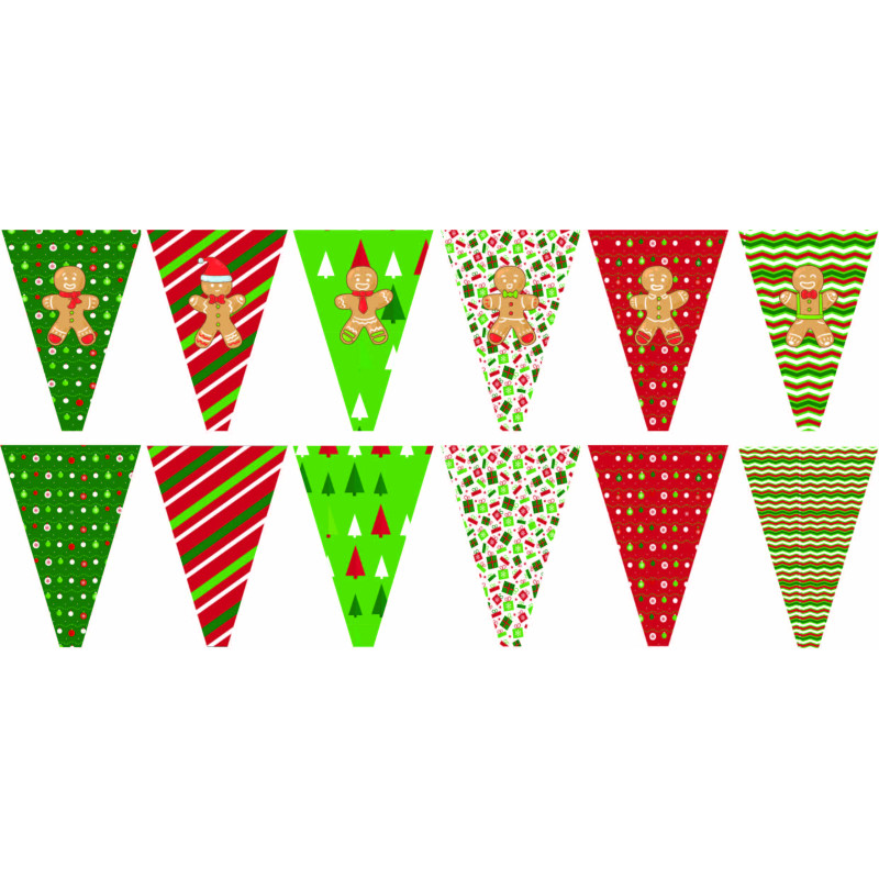 Christmas bunting panel - Gingerbread man - DIY panel - 12 flags